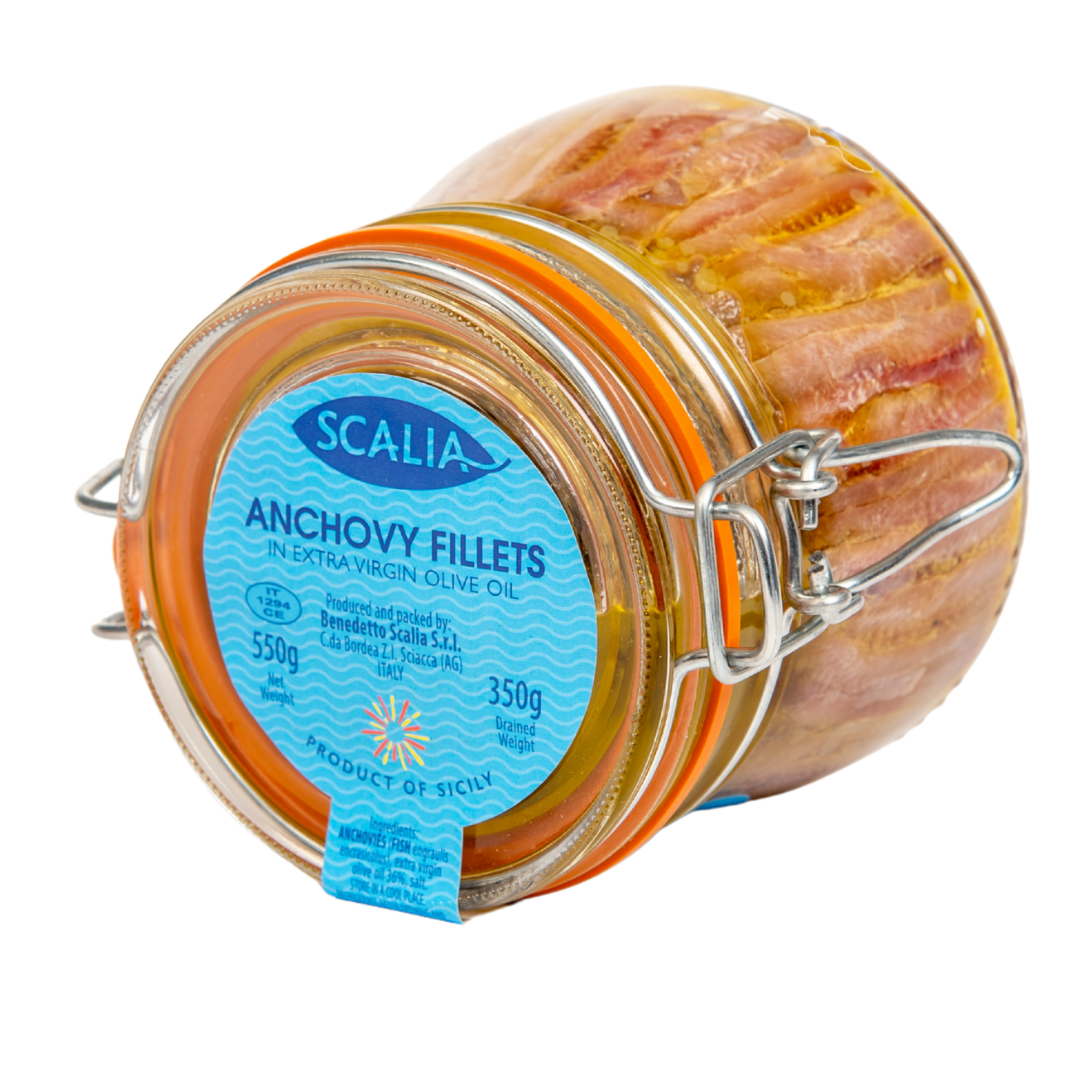 SCALIA ANCHOVY FILLETS EVO&HERM 12x550g - Cibosano